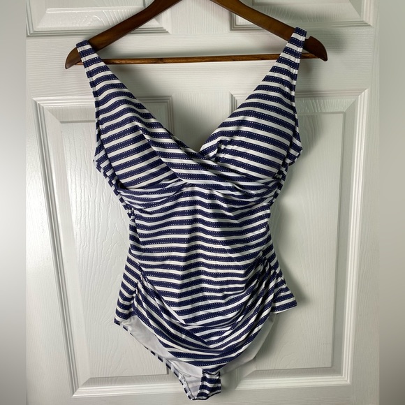 Niptuck Swim Swim Nip Tick Swim Navy White And Silver Striped Swimsuit In Size Poshmark